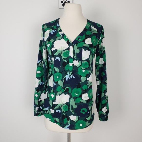 Merona | Tops | 52 Merona Emerald Green Blouse Floral | Poshmark